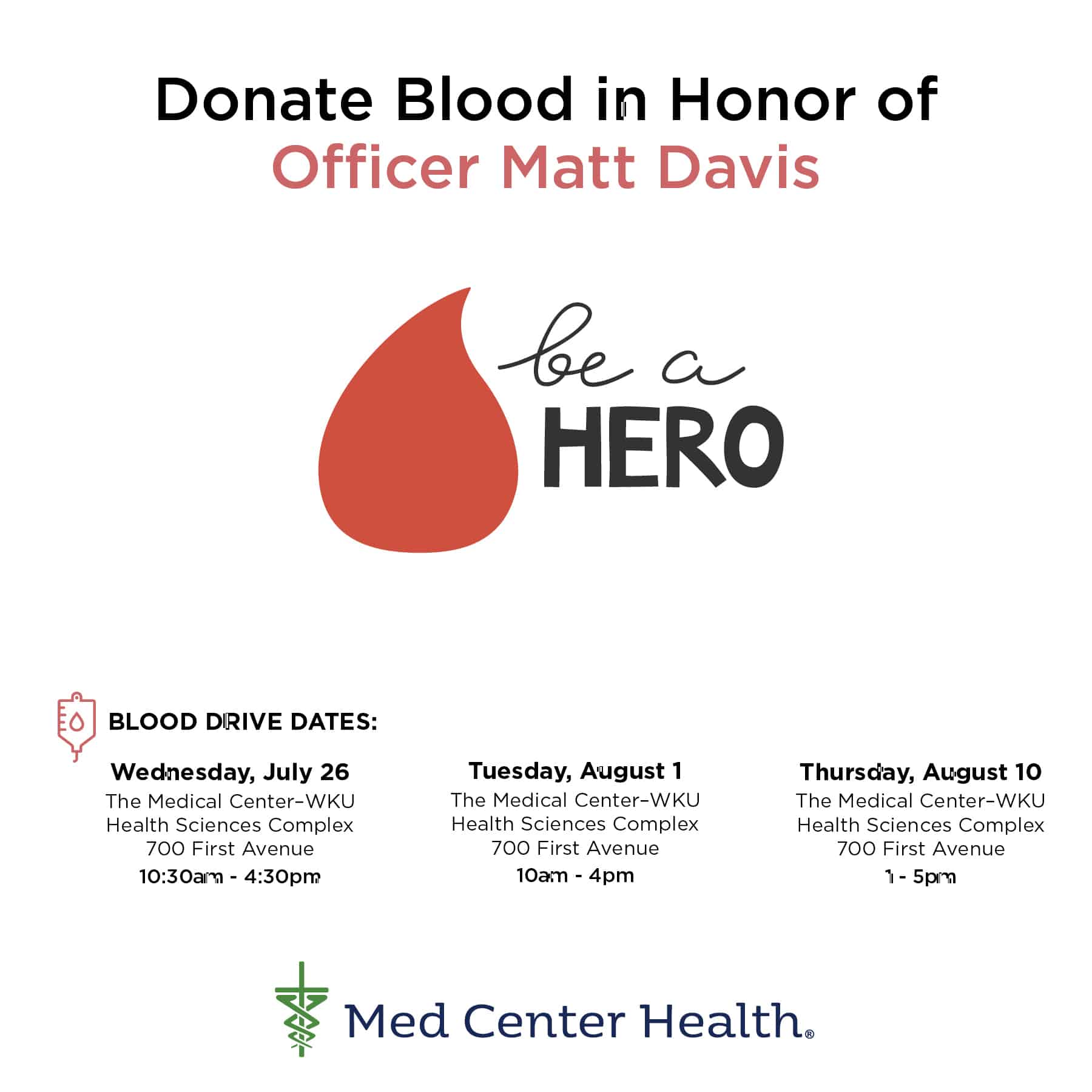 Med Center Health hosting two more blood drives in honor of BGPD ...