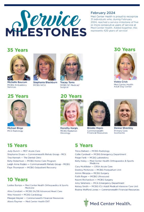 Service Milestones – February 2024 – Med Center Health